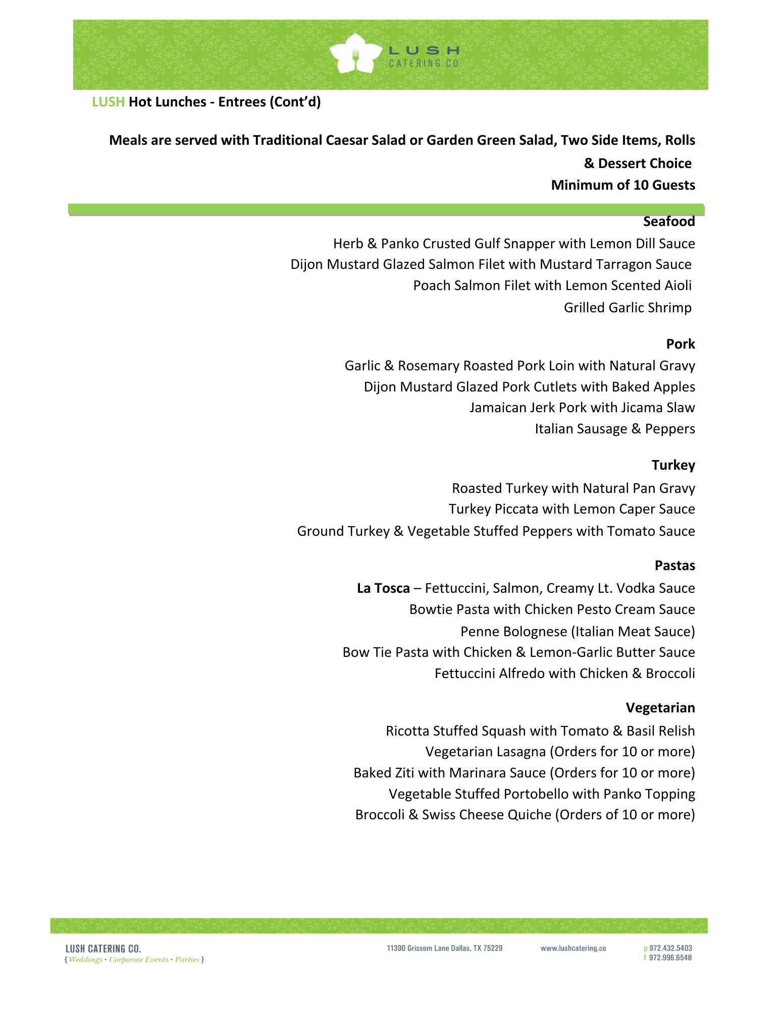 Lush Catering Corporate Menu - Lush Catering Co - Dallas
